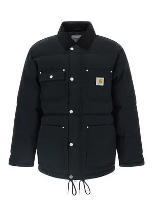 Carhartt Work In Progress Rayler Quilted Nylon Canvas Jacket With Corduroy Collar - Black