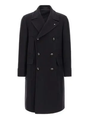 Tagliatore Sherry' Double-breasted Wool And Cashmere Blend Coat - Blue