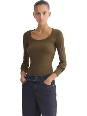 Everlane EVERLANE Effortless Rib Classic Long Sleeve Beech