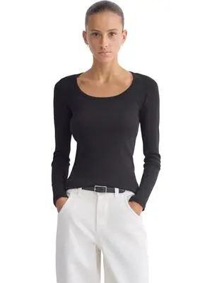Everlane EVERLANE Effortless Rib Classic Long Sleeve Black