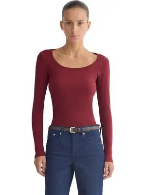 Everlane EVERLANE Effortless Rib Classic Long Sleeve Cabernet