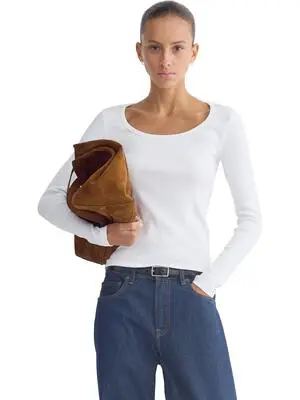 Everlane EVERLANE Effortless Rib Classic Long Sleeve White