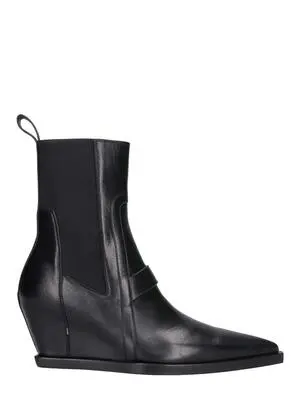 Rick Owens Rick Owens Leather Wedge Ankle Boots Black