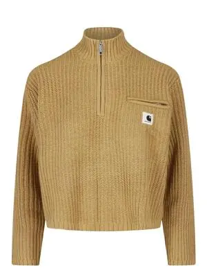 Carhartt Work In Progress Detroit" Quarter Zip Sweater - Beige