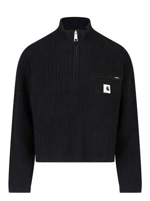 Carhartt Work In Progress Detroit" Quarter Zip Sweater - Black