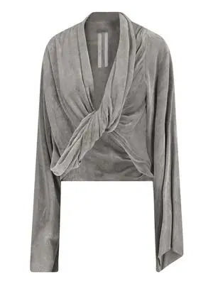 Rick Owens Rick Owens Viscose Silk Twist Top Gray