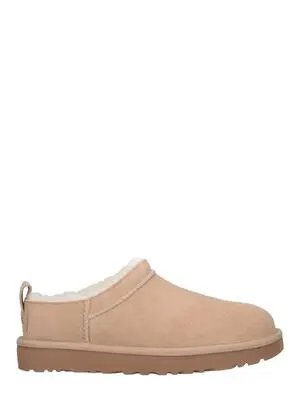 UGG Micro" Suede Shearling Lined Mules - Beige