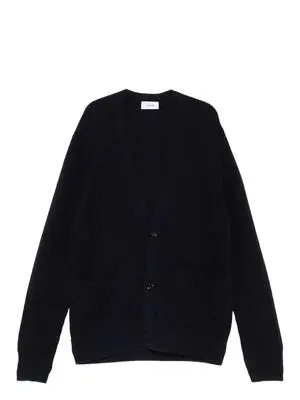 LARDINI Ribbed V-neck Cardigan - Blue