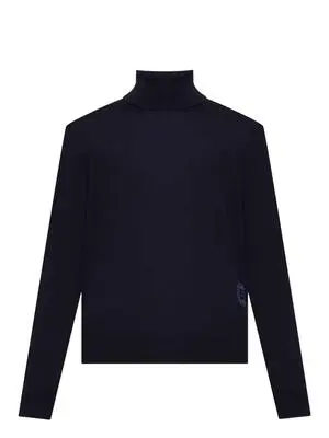 Dolce & Gabbana DOLCE & GABBANA High-Neck Fine-Knit Wool Sweater Blue