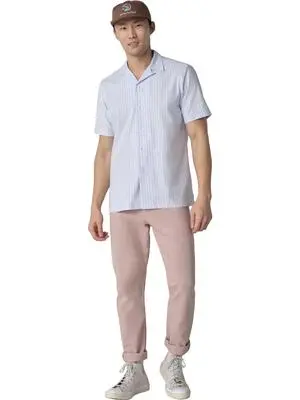 INDOCHINO Quarrybank Cotton Stretch Vintage Stripe Camp Shirt - Blue