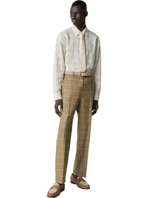 INDOCHINO Queensbury Check Wool Pants - Camel