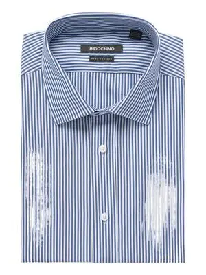 INDOCHINO Helston Anti-wrinkle Pinstripe Navy Shirt - Blue