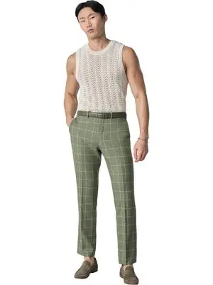 INDOCHINO Queensbury Check Olive Pants - Green