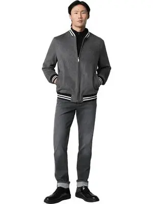 INDOCHINO Varsity Bomber Jacket In Wool And Cashmere Blend - Gray