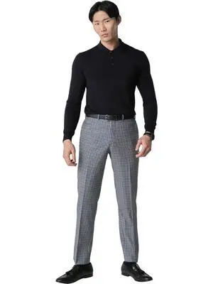 INDOCHINO Quidhampton Check Tailored Wool Trousers - Navy