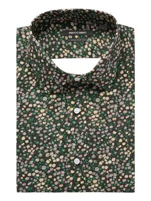 INDOCHINO London Daisy Print Shirt - Olive