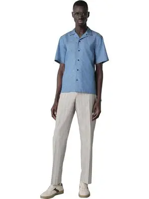 INDOCHINO Lea Micro Paisley Washed Light Camp Shirt - Blue