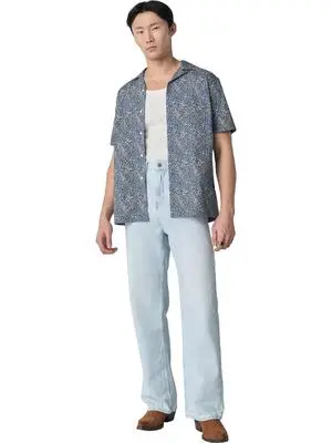 INDOCHINO London Daisy Print Camp Shirt - Blue
