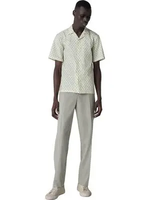 INDOCHINO London Diamond Print Sage Camp Shirt - Ivory