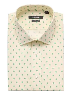INDOCHINO London Diamond Print Sage Shirt - Ivory
