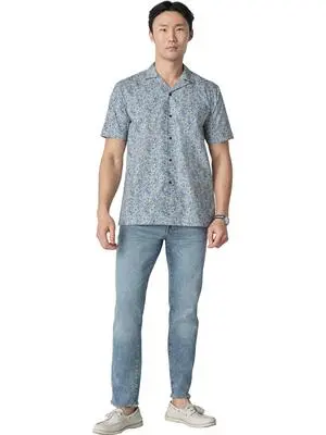 INDOCHINO London Floral Print Camp Shirt - Blue