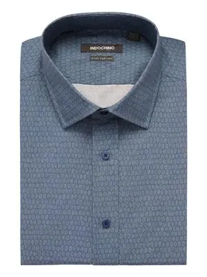 INDOCHINO London Honeycomb Print Blue Shirt