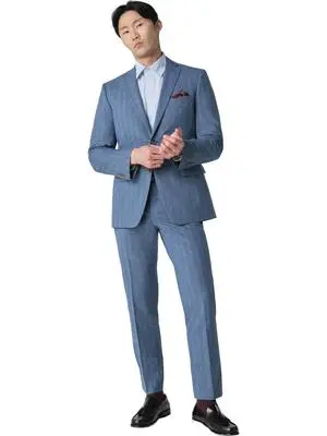 INDOCHINO Montella Wool Cotton Silk Stripe Suit - Blue