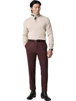 INDOCHINO Indochino Peebles Wool-Spandex Blend Trousers Red