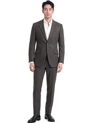 INDOCHINO Montaldo Micro Houndstooth Flannel Charcoal Gray Suit Gray