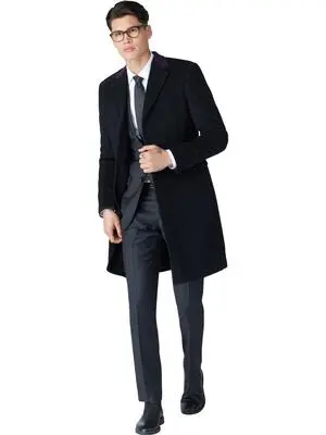 INDOCHINO Indochino Huntley Quilted Chesterfield Overcoat Black
