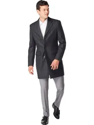 INDOCHINO Indochino Heartford Herringbone Quilted Overcoat Gray