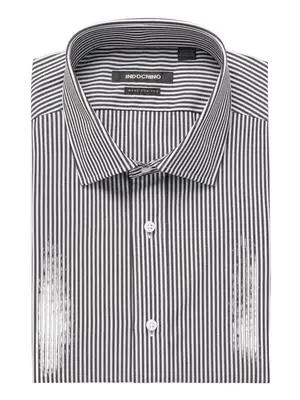 INDOCHINO Helston Anti-wrinkle Pinstripe Black Shirt