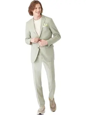 INDOCHINO Stockport Wool Linen Light Sage Green Suit Green
