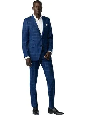 INDOCHINO Harrogate Windowpane Blazer - Navy