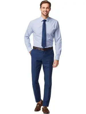 INDOCHINO Stockport Wool Linen Tailored Pants - Blue