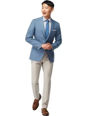 INDOCHINO Stockport Wool Linen Light Blazer - Blue