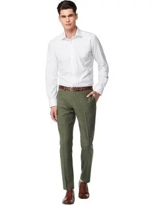 INDOCHINO Indochino Stockport Wool Linen Olive Pants