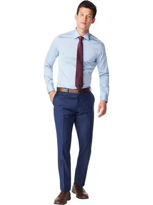 INDOCHINO Hemsworth Stripe Tailored Wool Trousers - Navy