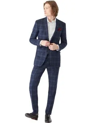 INDOCHINO Kingscourt Basketweave Plaid Suit - Navy