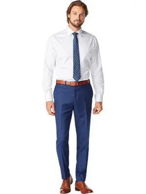 INDOCHINO Highbridge Nailhead Tailored Wool Trousers - Blue