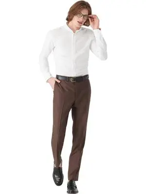 INDOCHINO Kirkhill Nailhead Wool Blend Pants - Brown