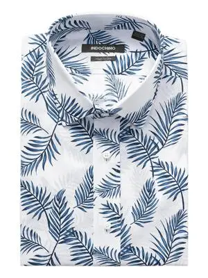 INDOCHINO Seaham Palm Print White Shirt White