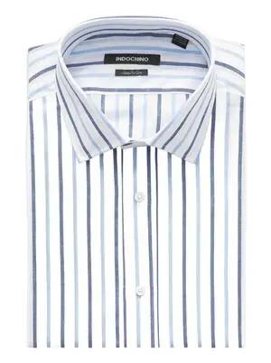 INDOCHINO Stroud Stripe Light Blue Shirt - Navy