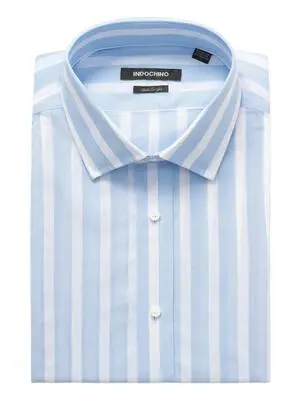 INDOCHINO Stroud Wide Stripe Light Blue White Shirt