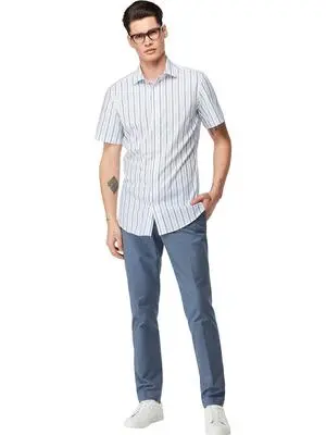 INDOCHINO Stroud Stripe Light Blue Casual Shirt - Navy