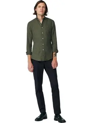 INDOCHINO Glynn Brushed Melange Casual Shirt - Olive