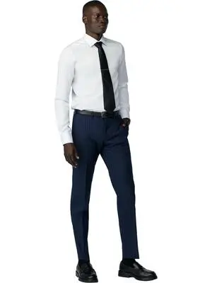 INDOCHINO Howell Wool Stretch Fineline Pants - Navy