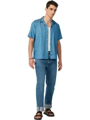 INDOCHINO Lea Floral Print Washed Camp Shirt - Blue