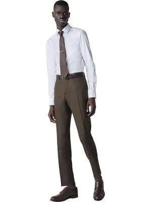 INDOCHINO Mezzana Wide Twill Flannel Pants - Olive