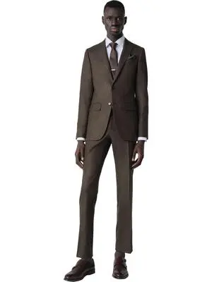INDOCHINO Mezzana Wide Twill Flannel Suit - Olive
